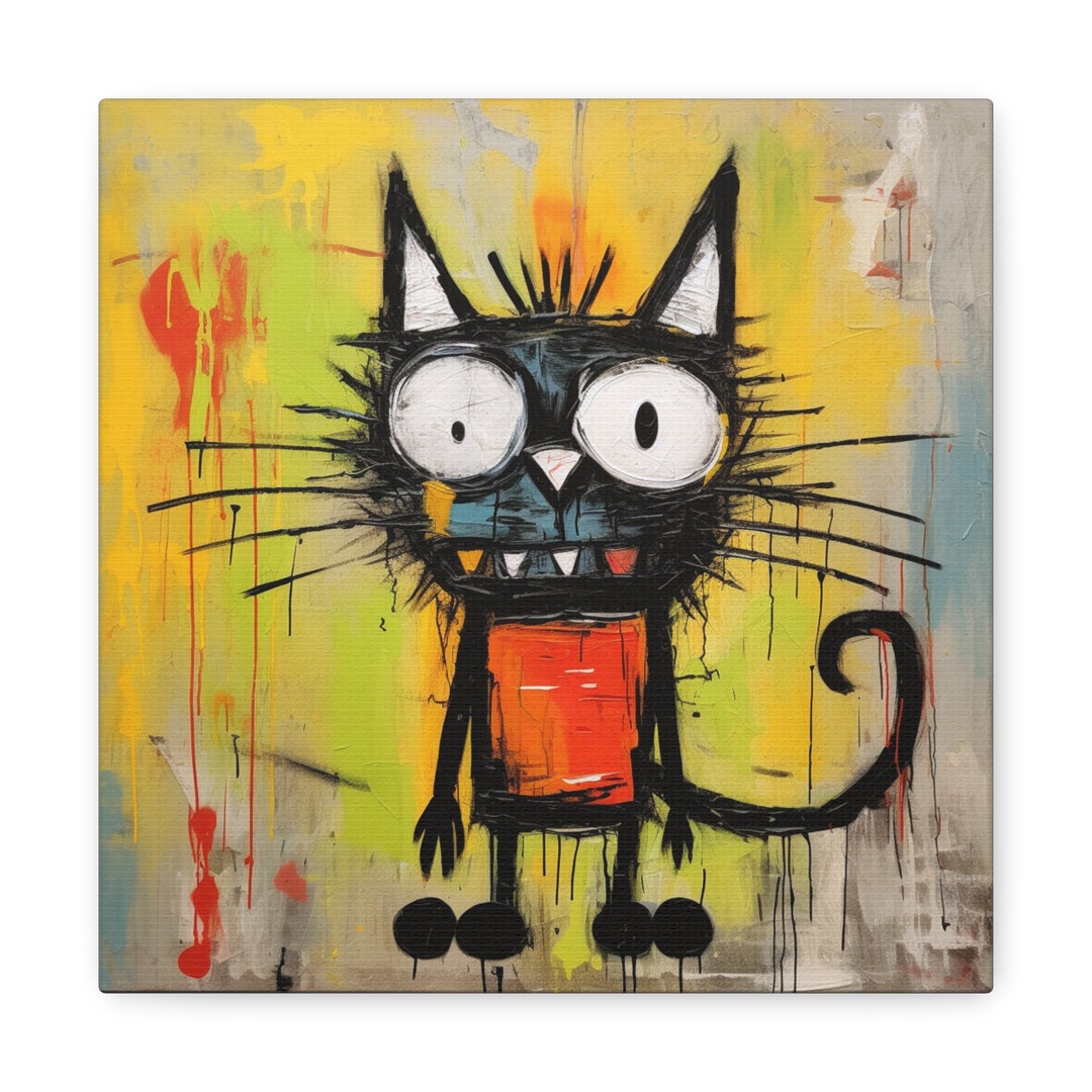 Cat - Jean Michel Basquiat Inspired Art. Unique Abstract Modern ...
