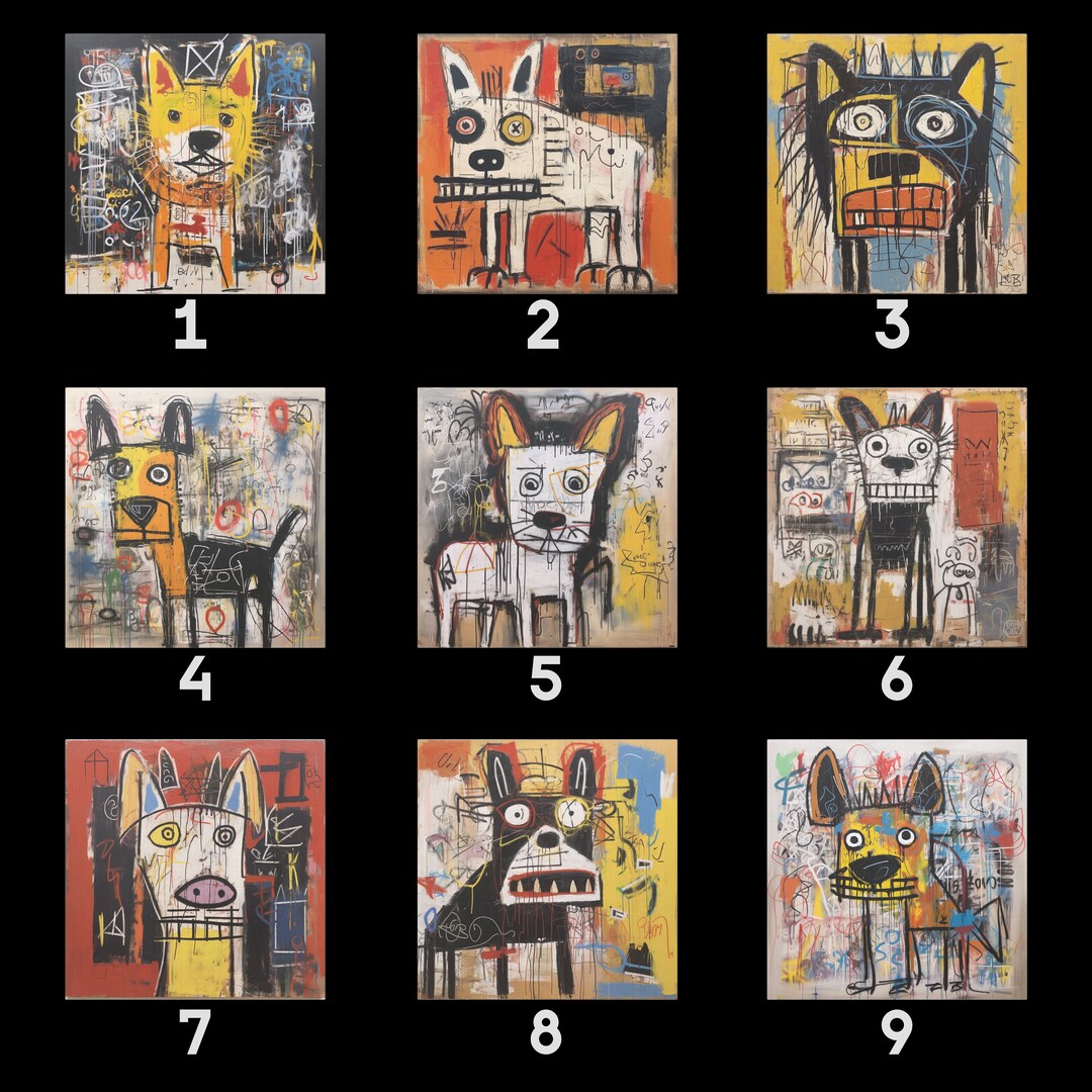 Basquiat "dog" Art Set - Basquiat Inspired Art, Canvas Prints, Canvas ...