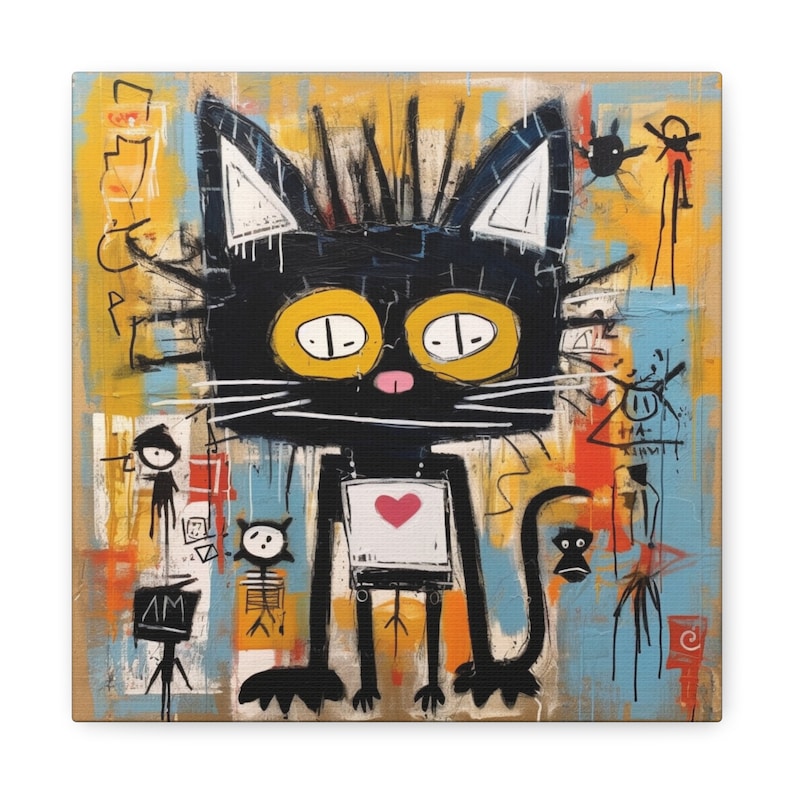 Cat - Jean Michel Basquiat Inspired Art Graffiti Art Canvas Prints ...