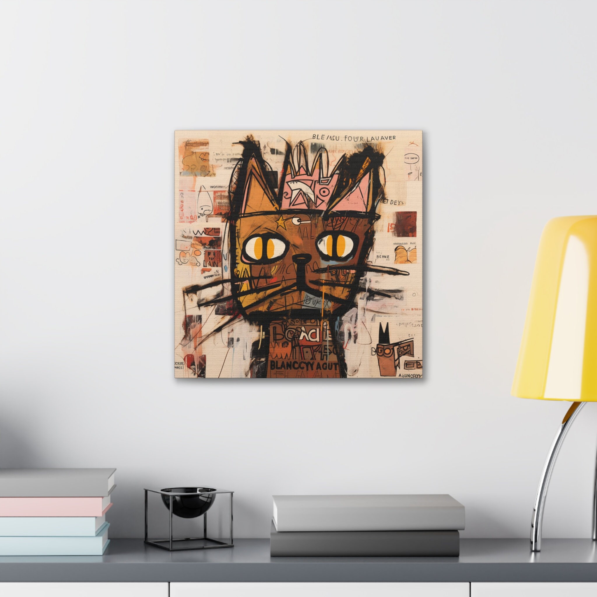 Crown Cat Jean Michel Basquiat Inspired Art Unique Abstract Painting ...