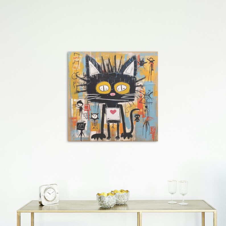 Cat - Jean Michel Basquiat Inspired Art Graffiti Art Canvas Prints ...