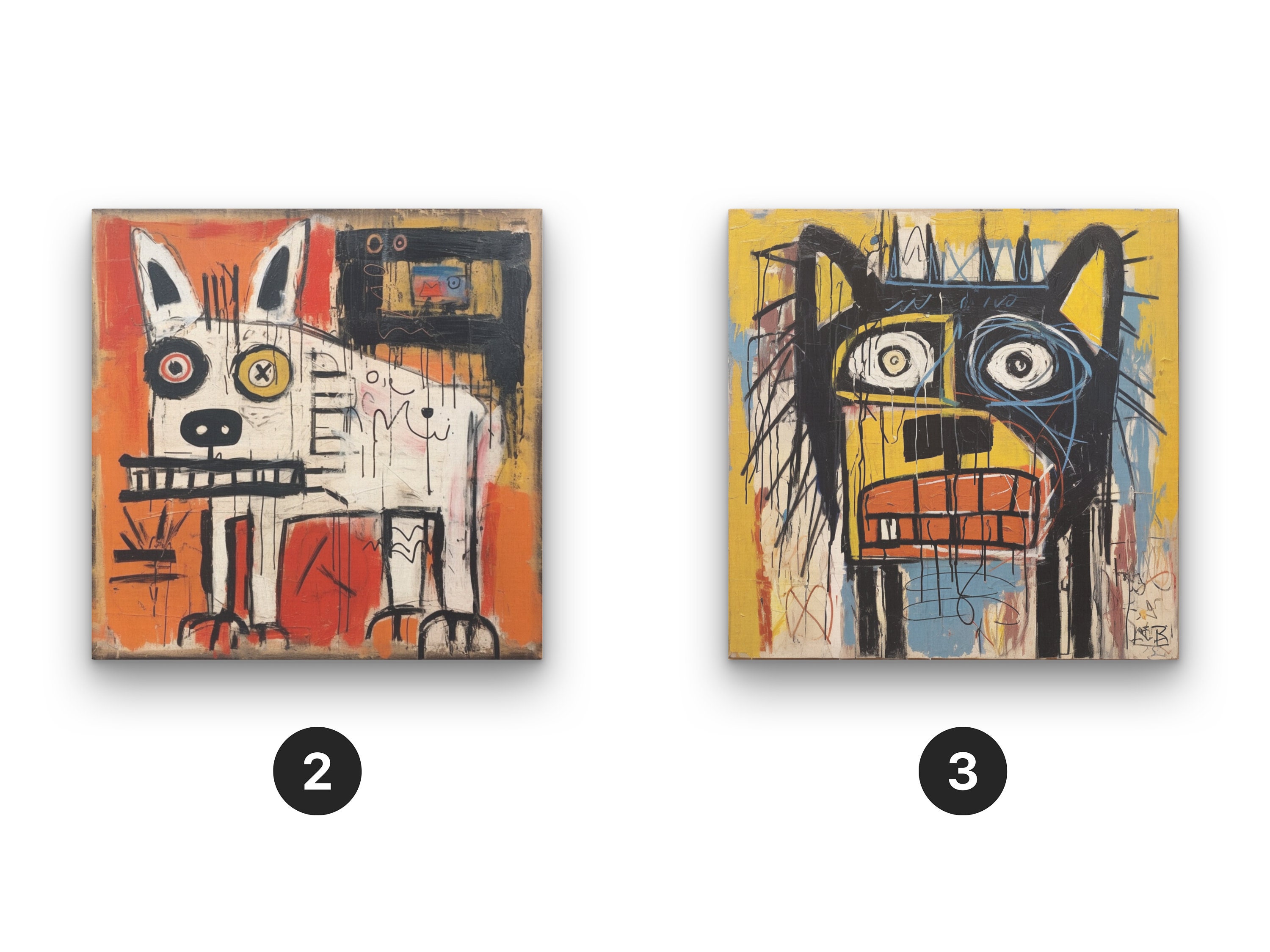 Basquiat "dog" Art Set - Basquiat Inspired Art, Canvas Prints, Canvas ...