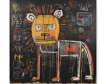 Cat Jean Michel Basquiat Inspired Art. Unique Abstract Modern Painting ...