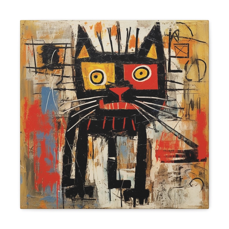Cat Basquiat Inspired Art, Canvas Prints, Canvas Art, Wall Decor, Jean ...