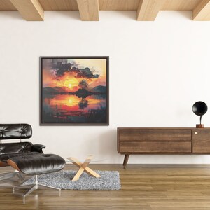 Sunset at A Lake - Square Canvas, Gallery Canvas Wraps, Square Frame ...