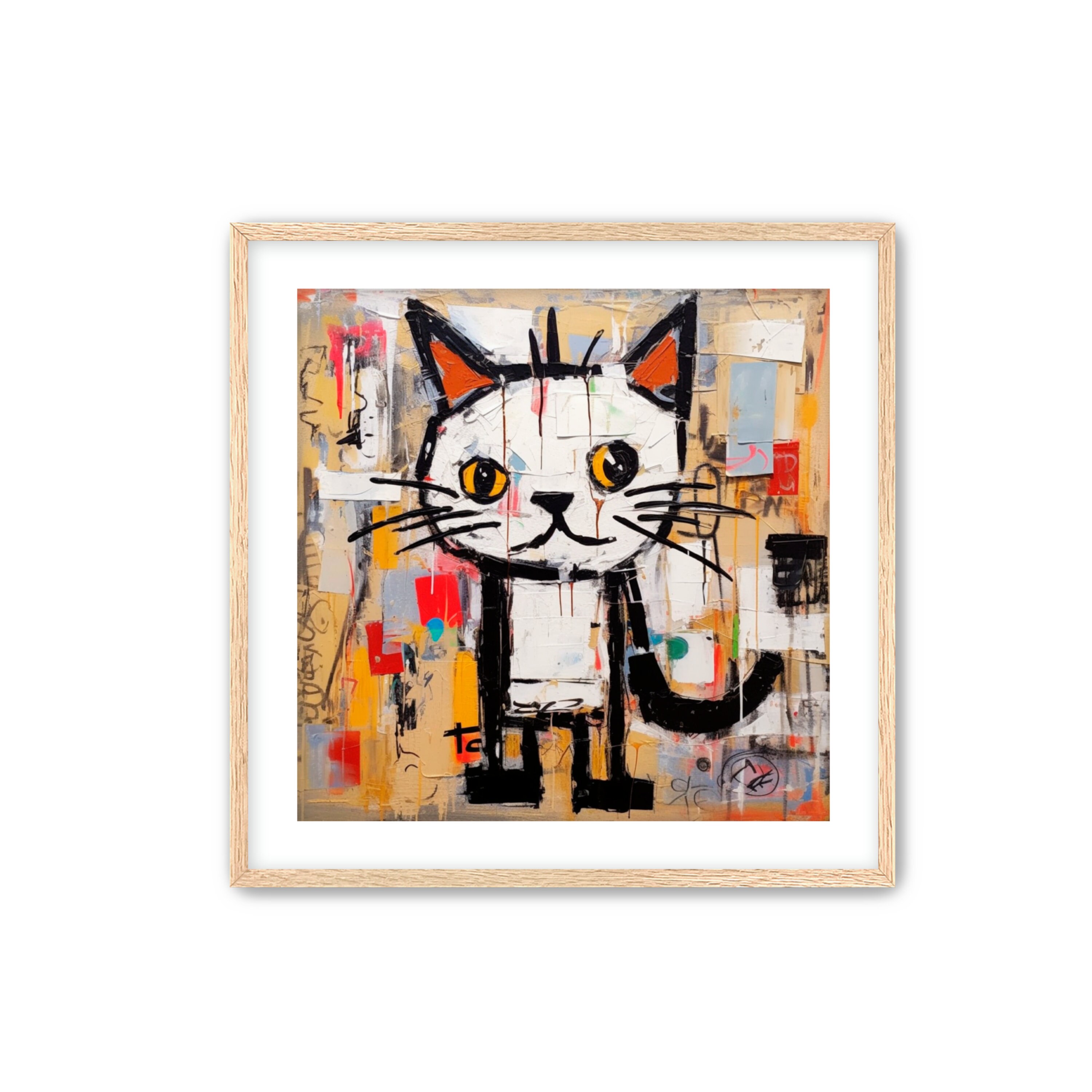 Cat Jean Michel Basquiat Inspired Art. Unique Abstract Modern Painting ...