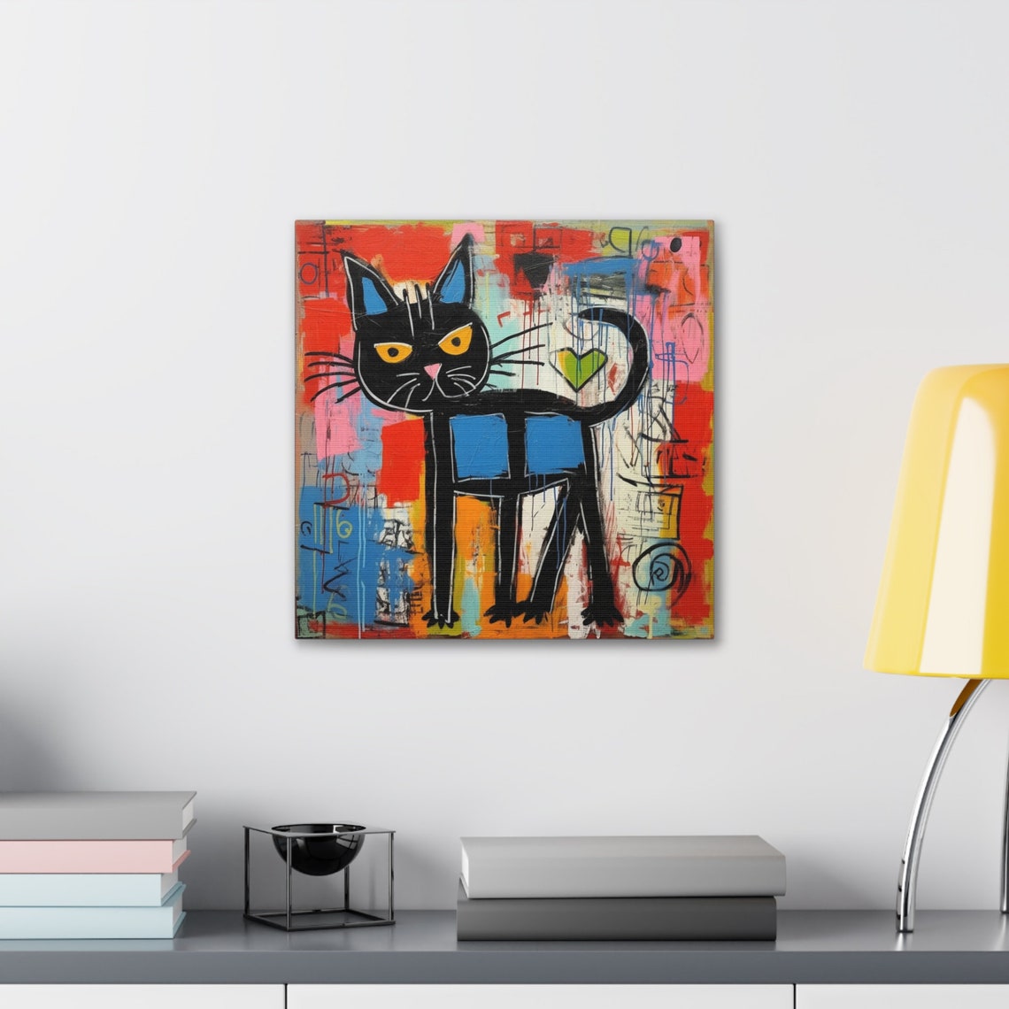 Cat Basquiat Inspired Art, Canvas Prints, Canvas Art, Wall Decor, Jean ...