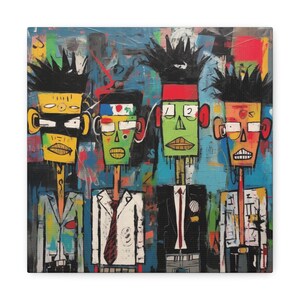 Friends Jean Michel Basquiat Inspired Art Unique Abstract Painting Canvas Wall Art Graffiti Art ...