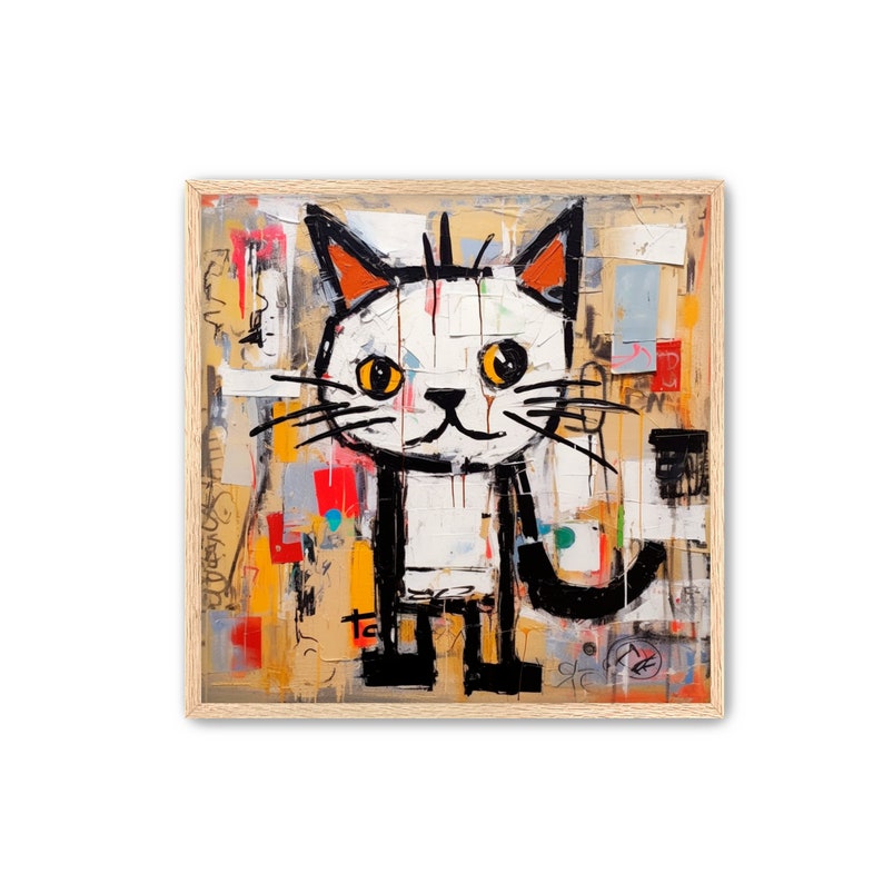 Cat - Jean Michel Basquiat Inspired Art. Unique Abstract Modern ...