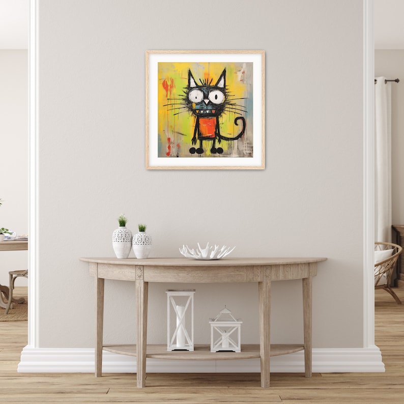 Cat Painting Unique Abstract Modern Painting, Poster Print Wall Art ...