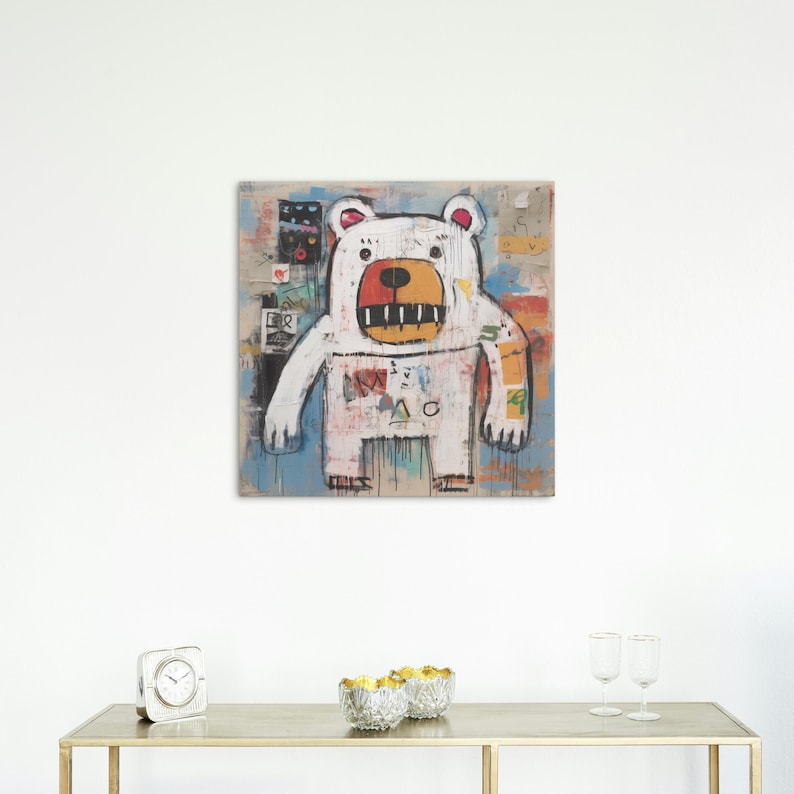 Polar Bear - Bear Painting Unique Abstract Painting Canvas Wall Art ...