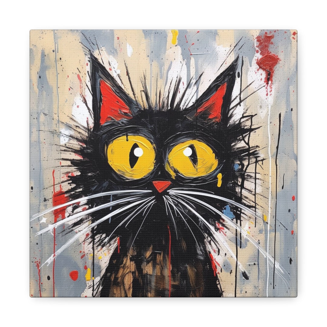 Cat - Jean Michel Basquiat Inspired Art. Unique Abstract Modern ...