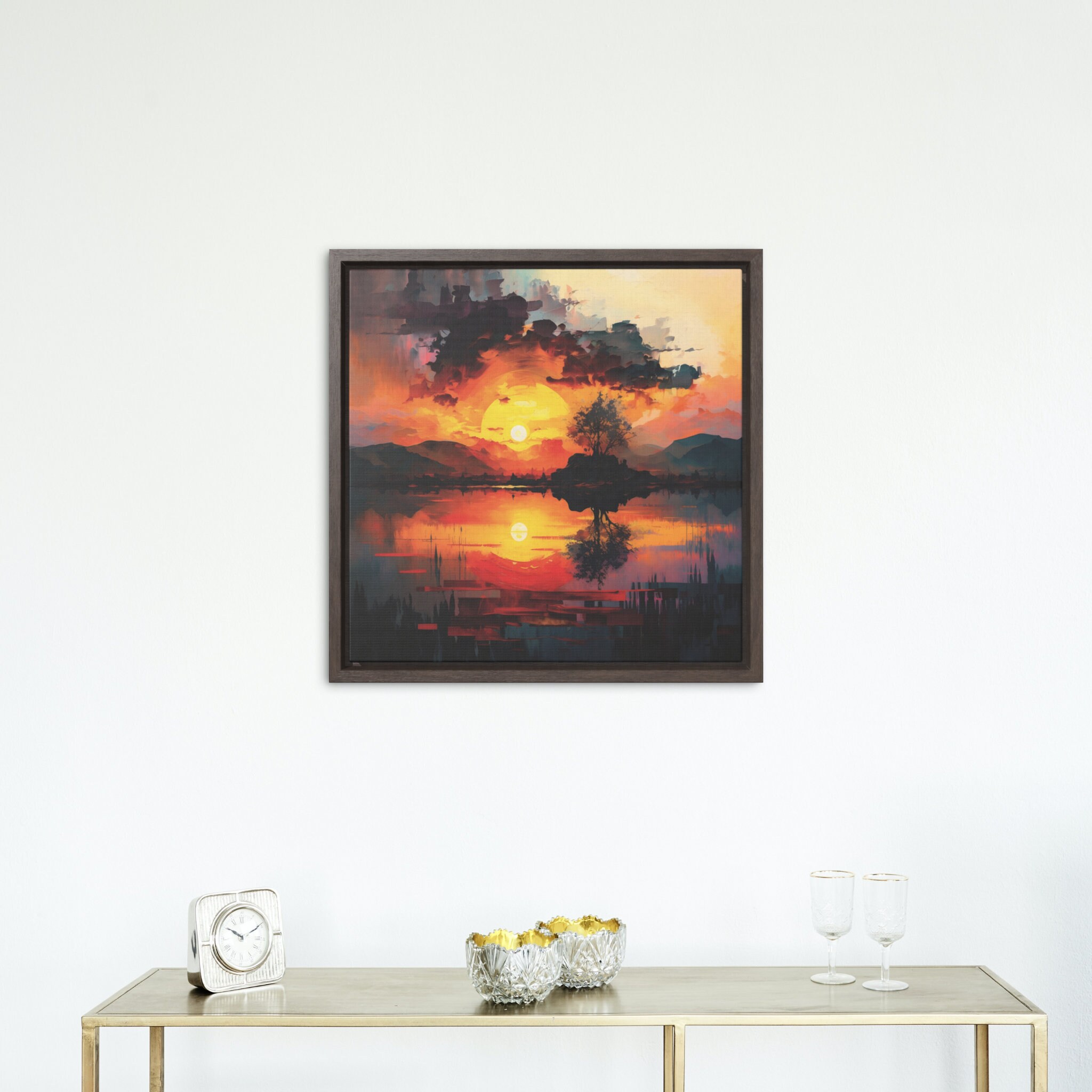 Sunset at A Lake - Square Canvas, Gallery Canvas Wraps, Square Frame ...