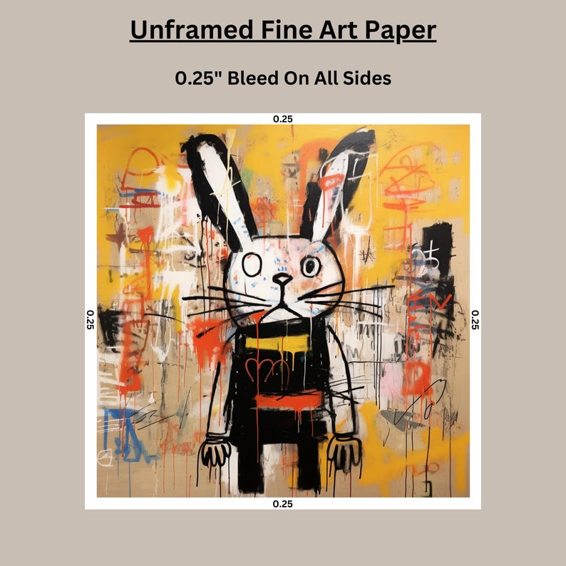 Rabbit Painting Abstract Modern Painting, Poster Print Wall Art ...