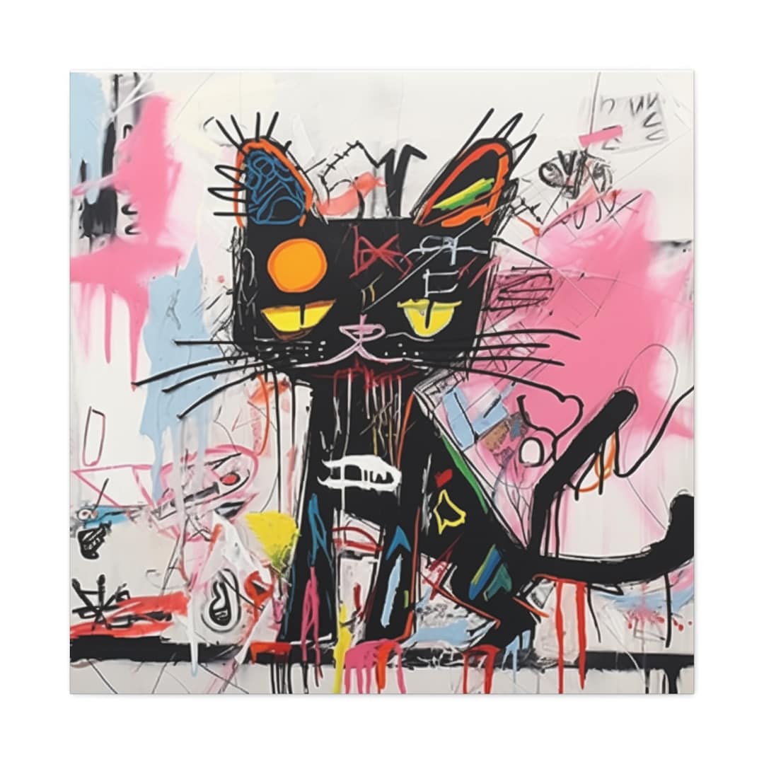Cat Basquiat Inspired Art, Canvas Prints, Canvas Art, Wall Decor, Jean ...