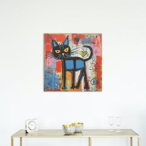 Cat Basquiat Inspired Art, Canvas Prints, Canvas Art, Wall Decor, Jean ...