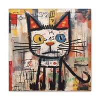 Cat Jean Michel Basquiat Inspired Art. Unique Abstract Modern Painting ...