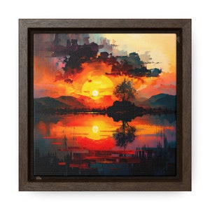 Sunset at A Lake - Square Canvas, Gallery Canvas Wraps, Square Frame ...