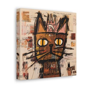 Crown Cat Jean Michel Basquiat Inspired Art Unique Abstract Painting ...