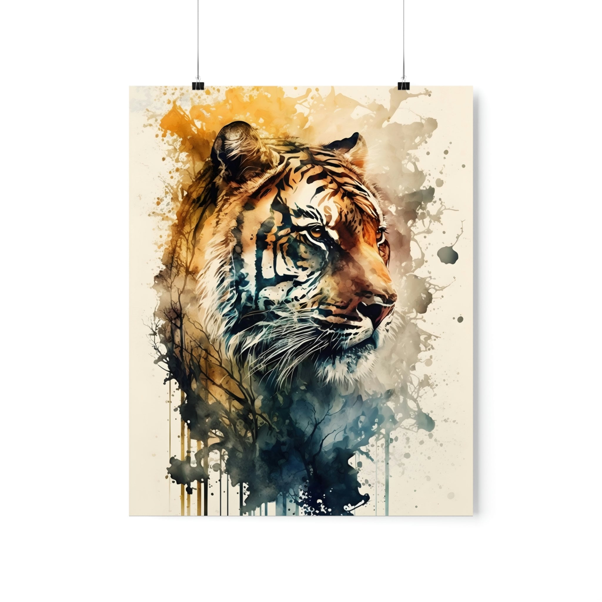 Watercolor Tiger Head Painting - Etsy