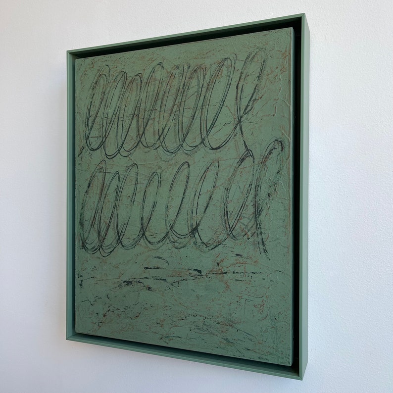 11x14 Green Abstract Original Painting Minimalist Mixed Media Texture Loops Wall Art - Etsy