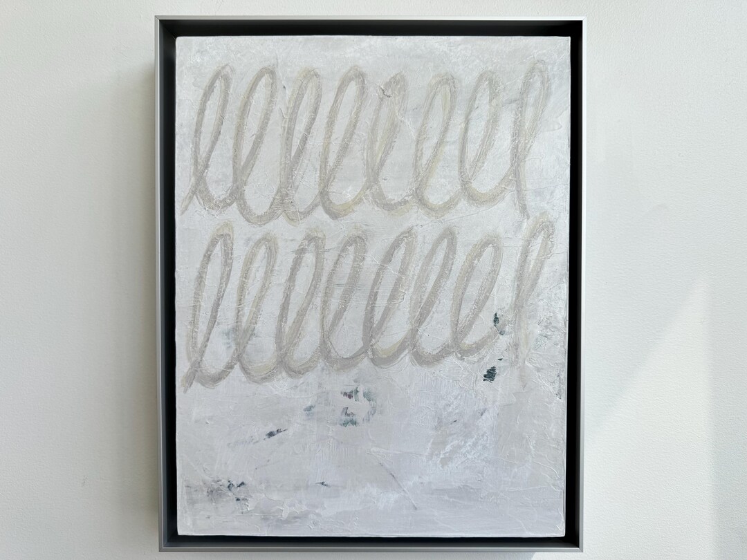 Framed Abstract Loop Art Painting: White and Neutrals, 11”x14” - Etsy