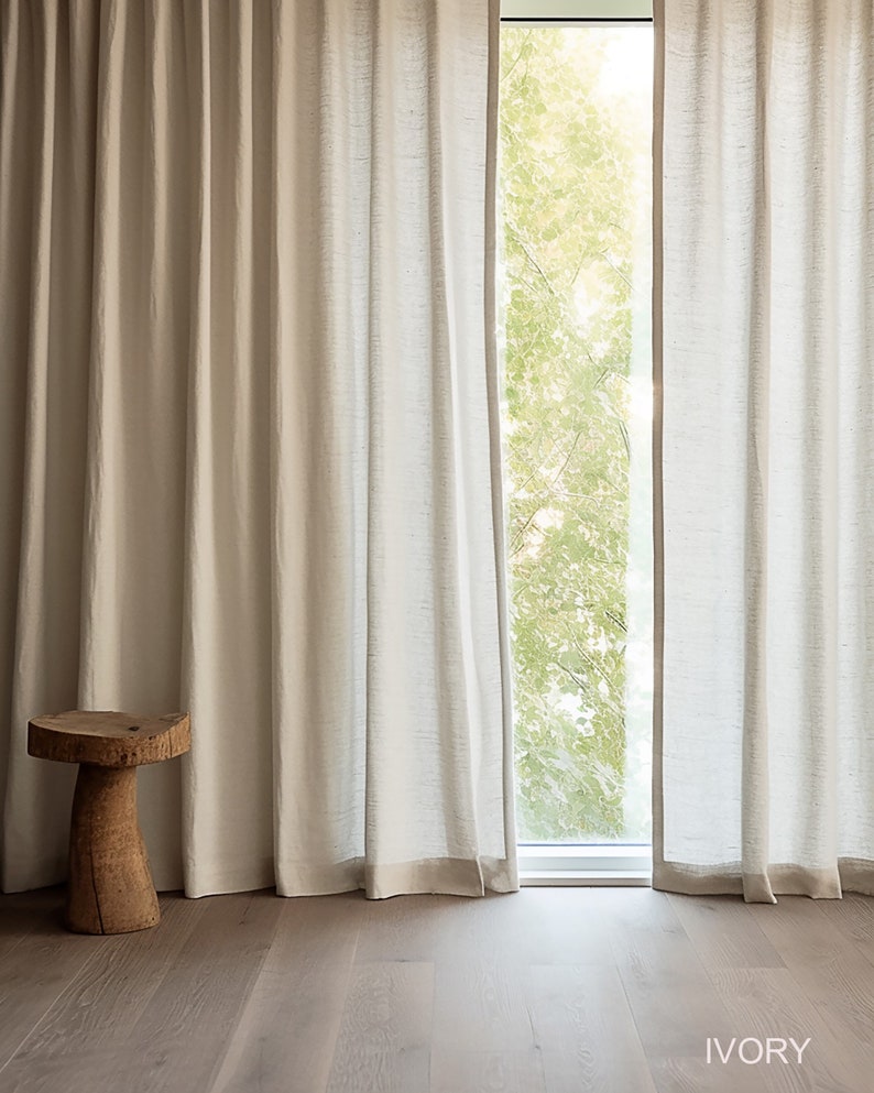 Custom Linen Curtains With Eyelet Grommets | Linen Drapery Living Room ...