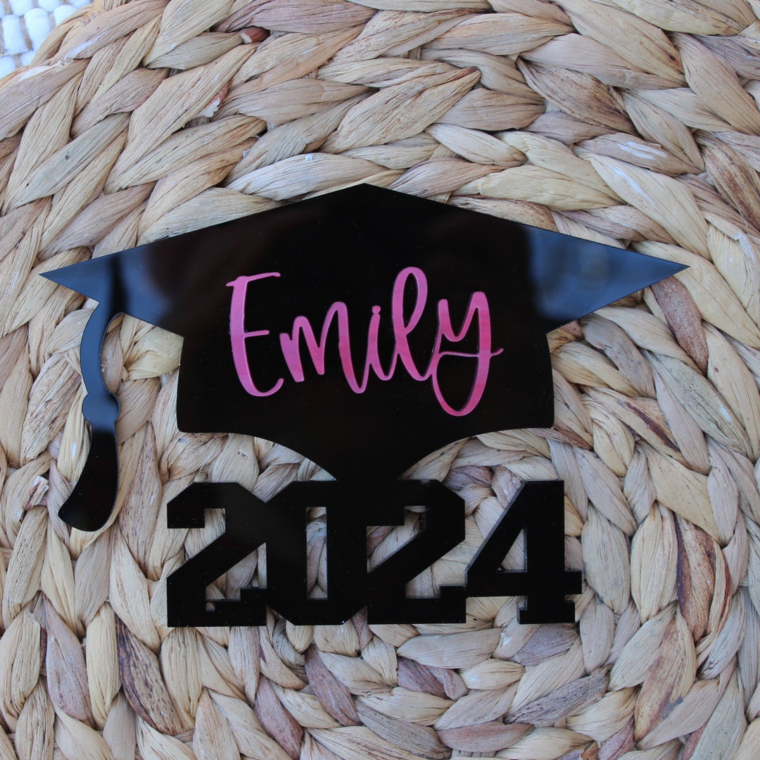 Graduation Cap Glitter Cake Topper - 2024 Grad Personalized Congrats ...