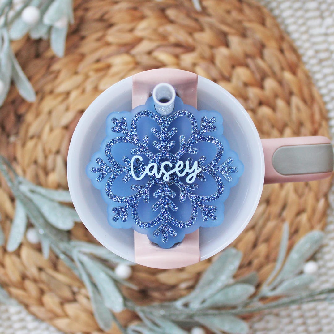 Snowflake Stanley Name Plate, Monogram Stanley Topper - Etsy