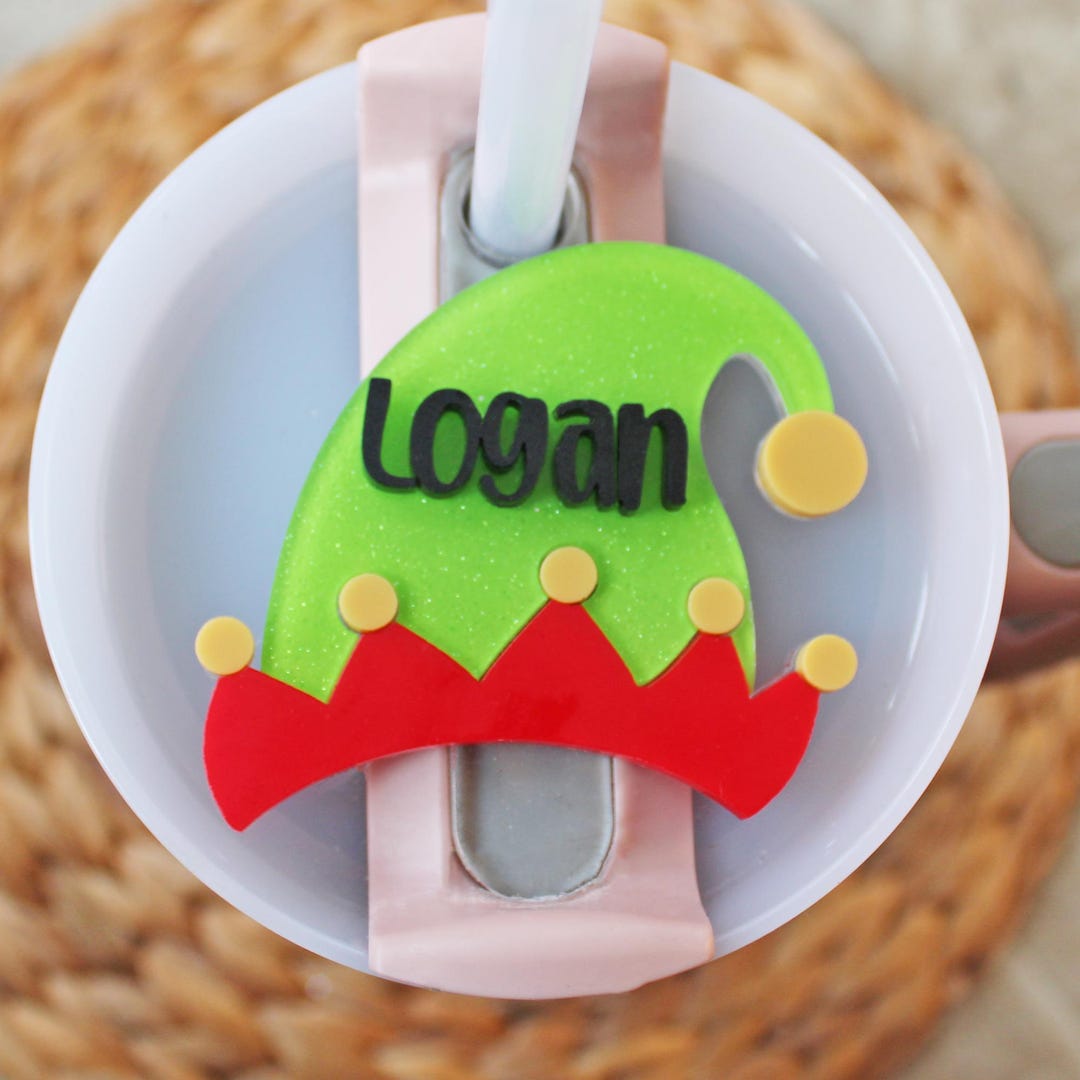 Elf Stanley Name Plate, Custom Stanley Topper, Christmas Tumbler Topper ...