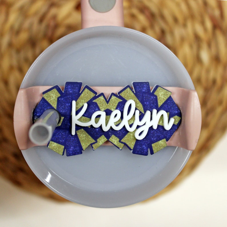 Cheer Stanley Name Plate, Personalized Stanley Topper, Pompom Topper - Etsy