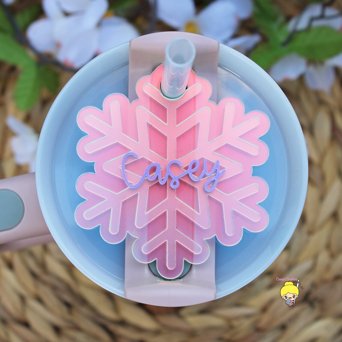 Snowflake Stanley Name Plate Monogram Stanley Topper - Etsy