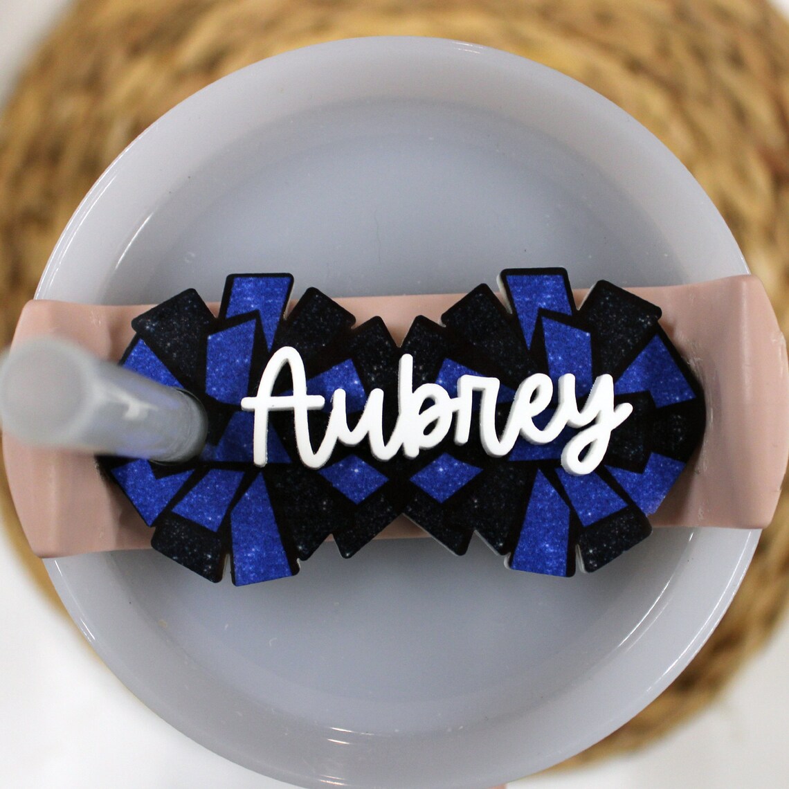 Cheer Stanley Name Plate, Personalized Stanley Topper, Pompom Topper - Etsy