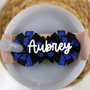 Cheer Stanley Name Plate, Personalized Stanley Topper, Pompom Topper - Etsy