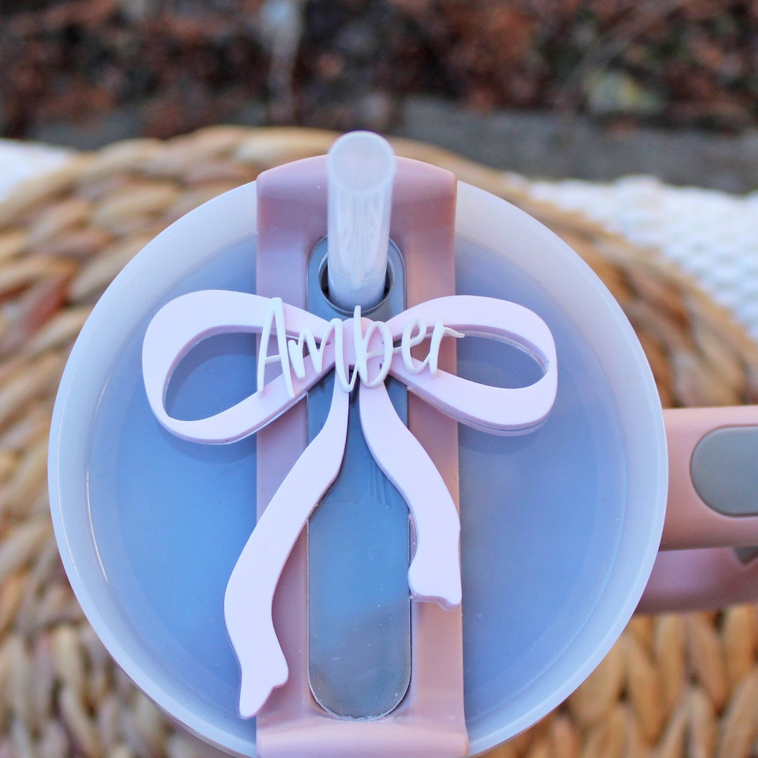 Bow Stanley Name Plate, Monogram Stanley Topper, Bow Name Plate - Etsy