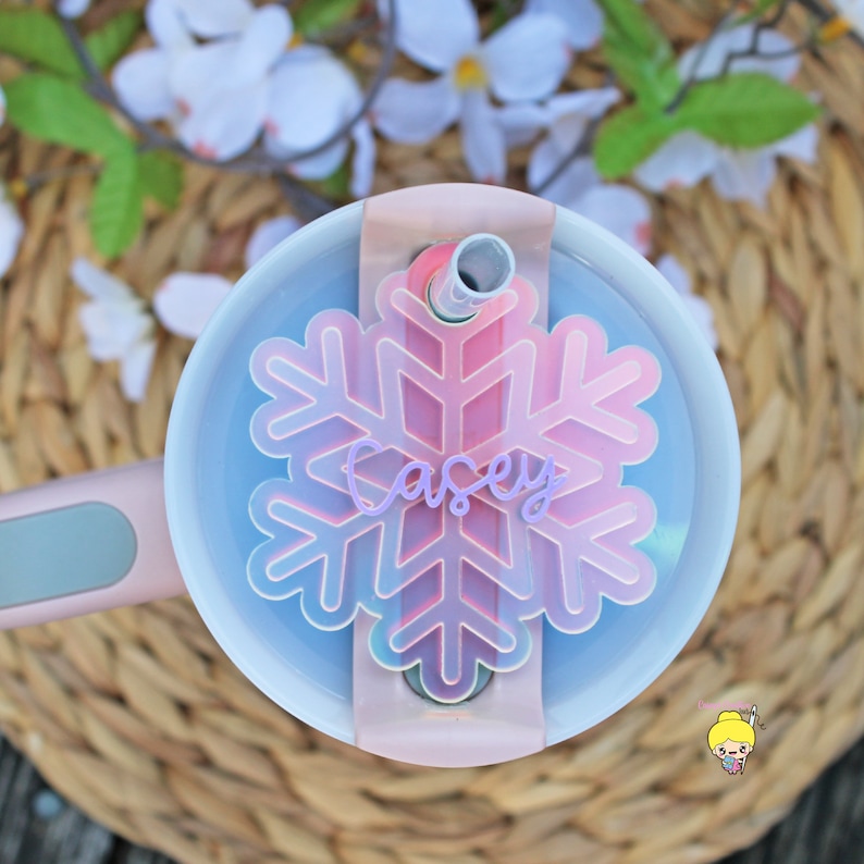 Snowflake Stanley Name Plate Monogram Stanley Topper - Etsy