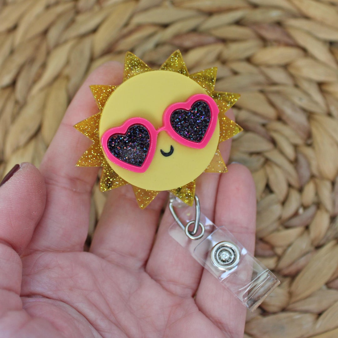 Happy Sun Badge Reel Sunshine, Summer Badge Reel, Custom Name Badge ...