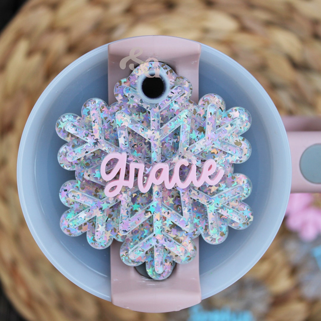 Snowflake Stanley Name Plate, Monogram Stanley Topper - Etsy