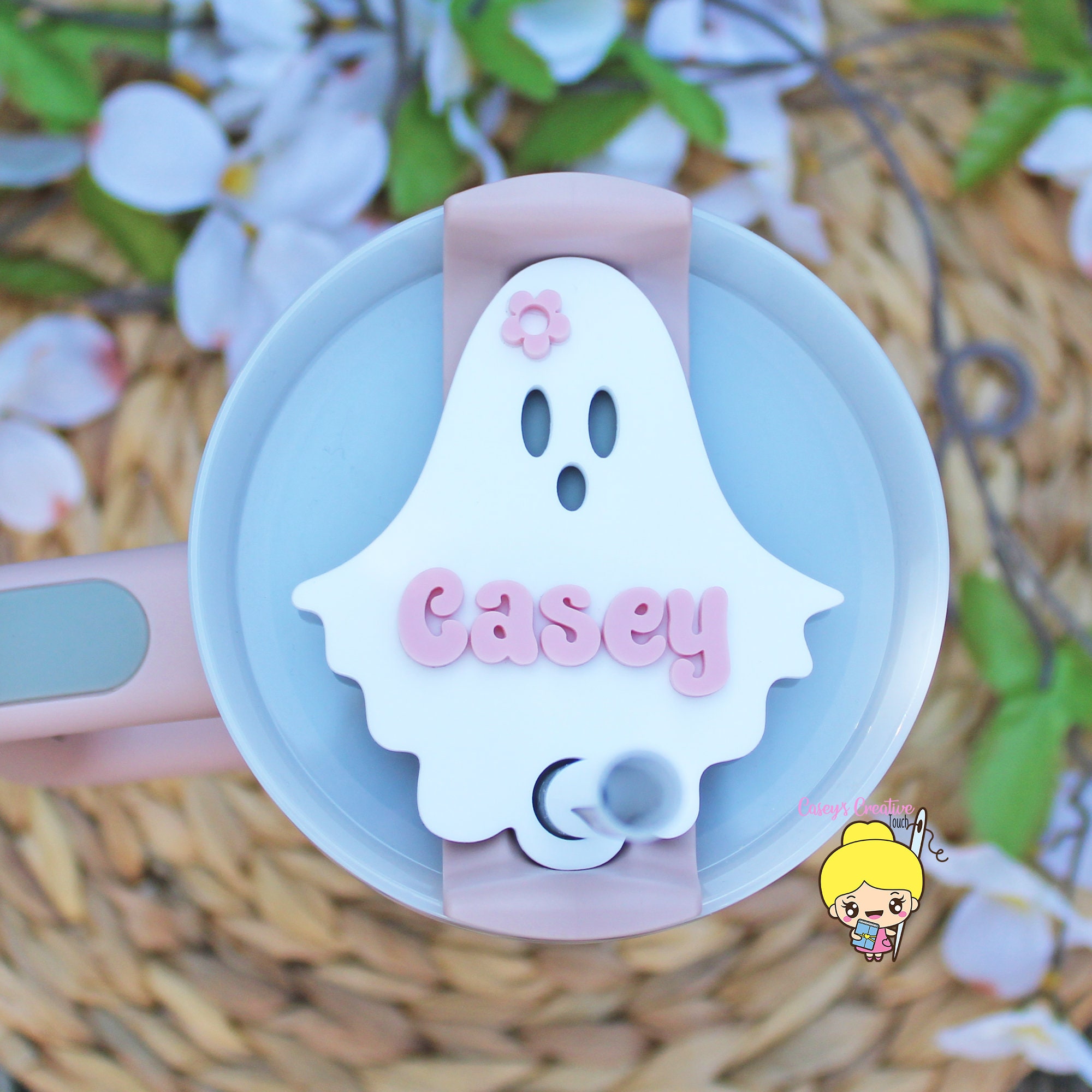 Ghost Stanley Name Plate Ghost With Bow Stanley Topper - Etsy