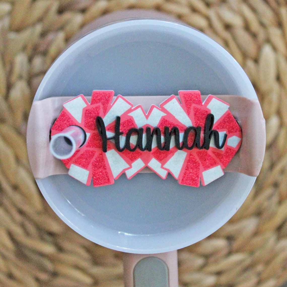 Cheer Stanley Name Plate, Personalized Stanley Topper, Pompom Topper - Etsy