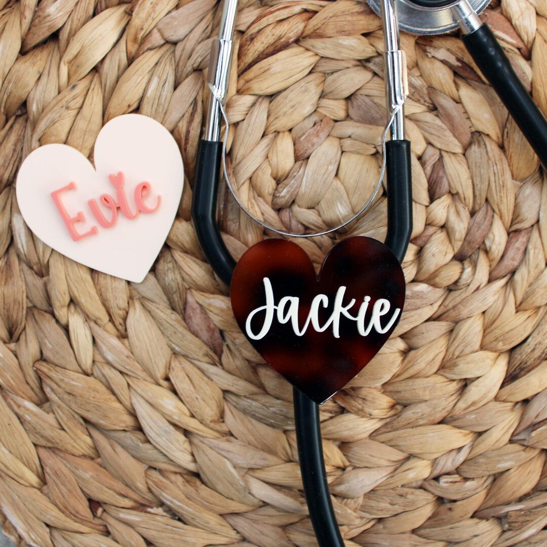 Heart Stethoscope ID Tag, Stethoscopes Name Tag, Personalized Tubing ...