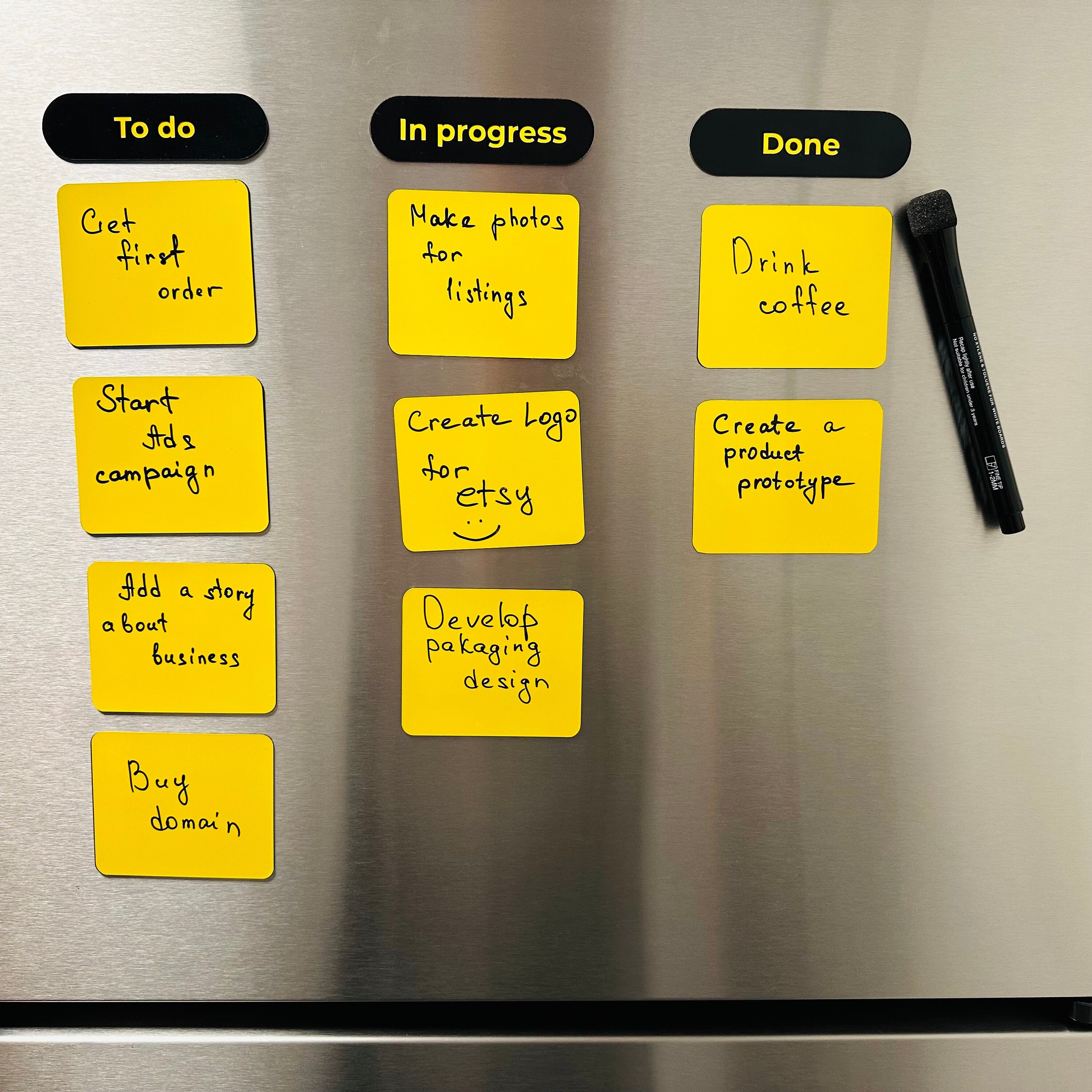 Magnetic Project Planner for Whiteboard or Fridge With Black Headers ...