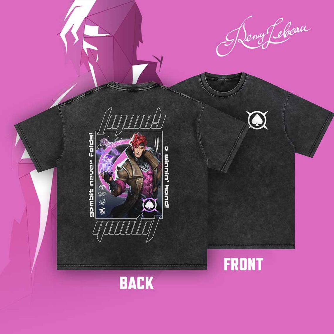 Gambit – Marvel Rivals Acid Wash Oversize T-shirt | 250 GSM | Vintage ...