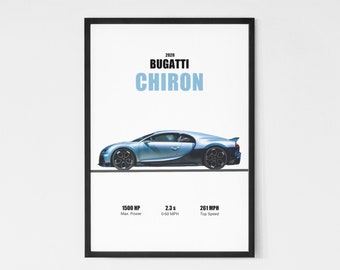Bugatti Type 18 Car Posters Illustration Prints Wall Art for Kids Boys ...