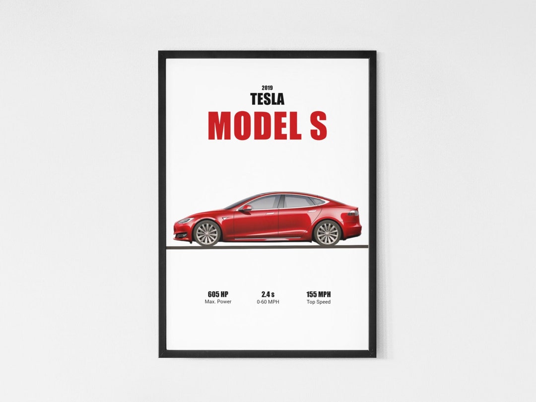 Tesla Model S Wall Art Printable Digital Download Poster Men Kids Boys ...