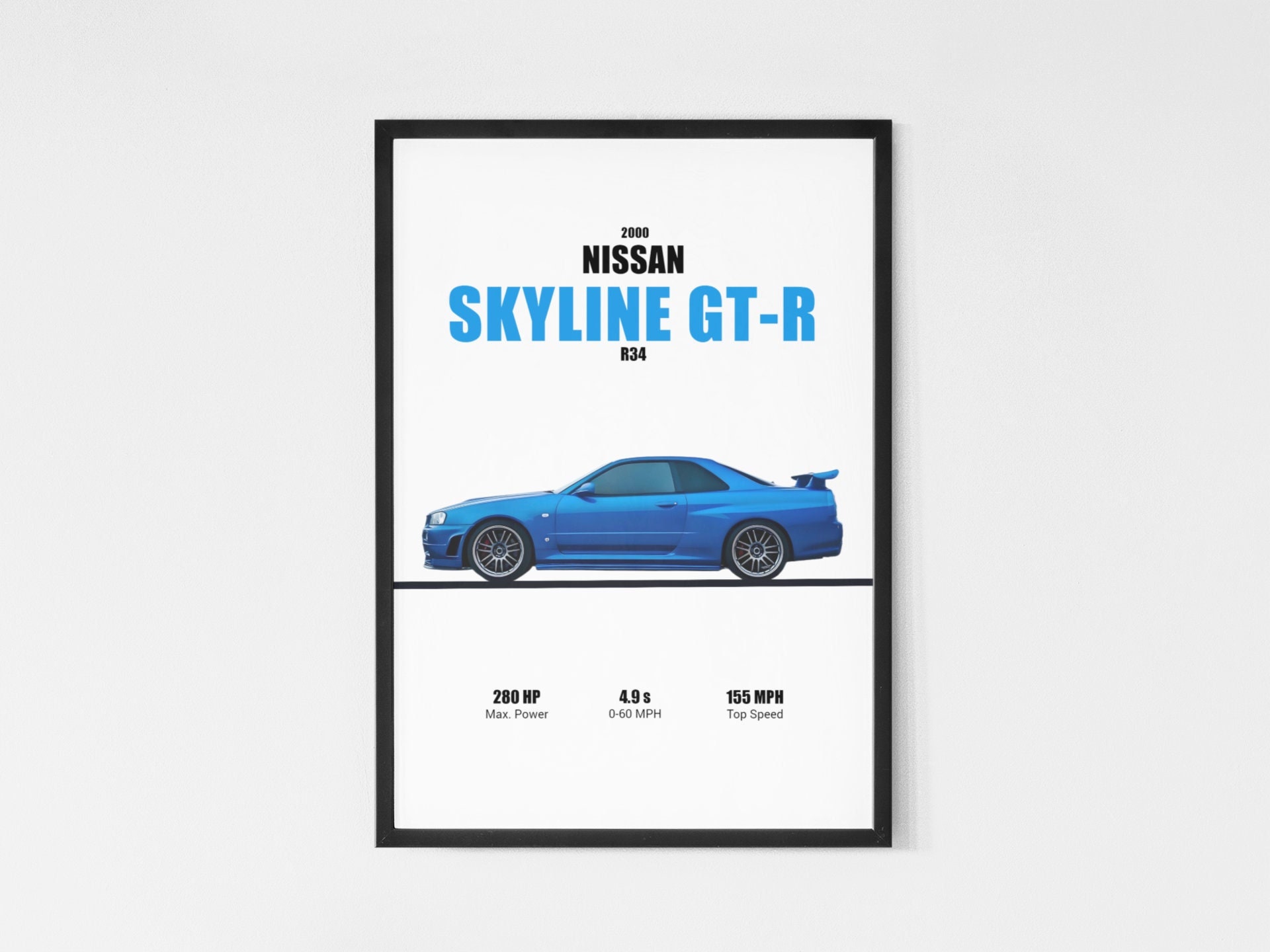 Nissan Skyline GT-R R34 2000 Wall Art Printable | Digital Download ...