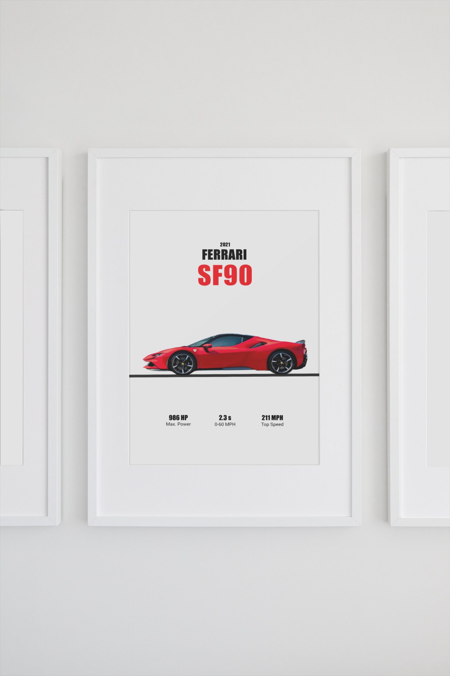 2021 Ferrari SF90 Print | Exotic Supercar Wall Art, Digital Download ...