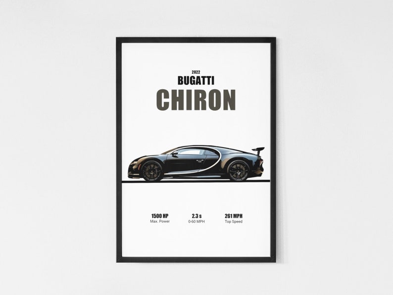 Bugatti Chiron 2022 Wall Art Printable Digital Download Poster Men Kids ...