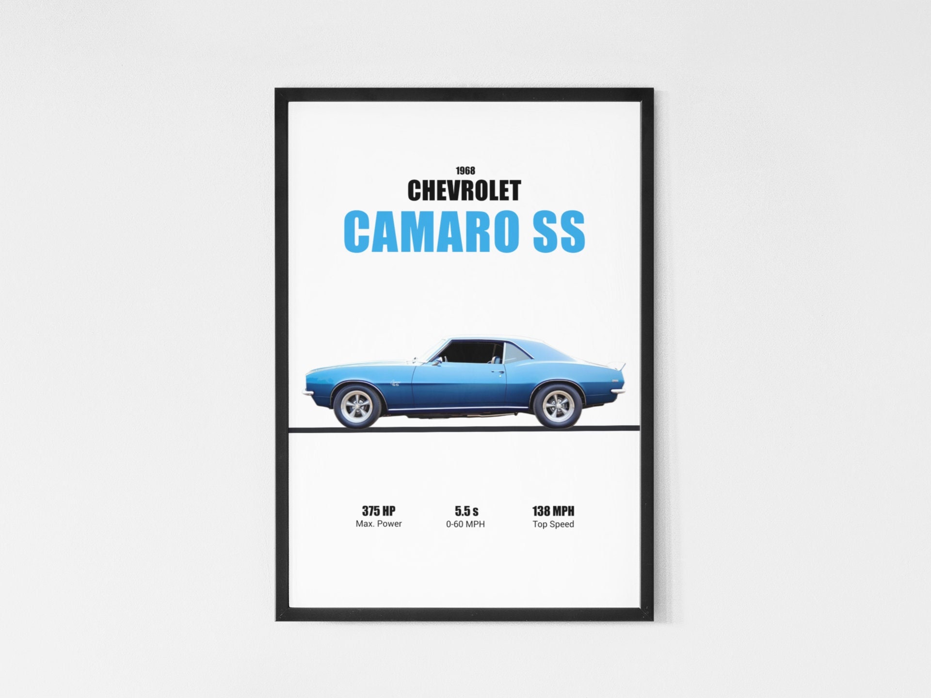 1968 Chevrolet Camaro SS Print | Classic Muscle Car Wall Art, Digital ...