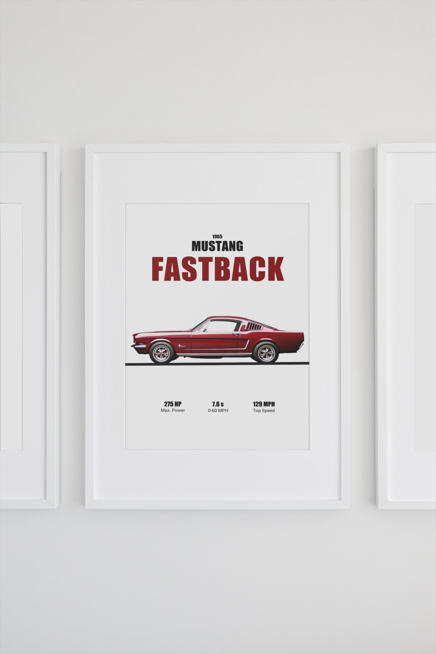 Mustang Fastback 1965 Wall Art Printable | Digital Download Poster Men ...